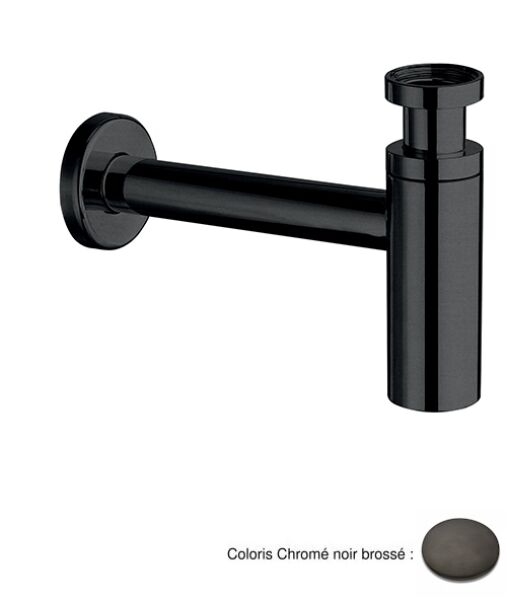 Siphon lavabo droit luxe laiton design 35 cm chrome noir brosse ...